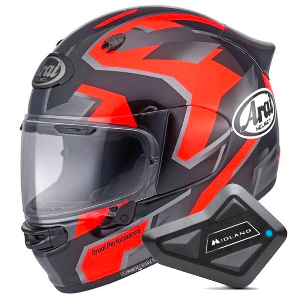 Pack Casco + Kit Bluetooth : Arai Quantic Robotic Red + Kit Bluetooth BT Mini Single | iCasque.es