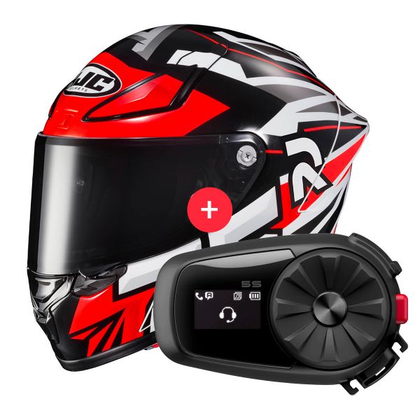 Pack Casco + Kit Bluetooth : HJC RPHA1 Arenas Replica MC1 + Kit ...