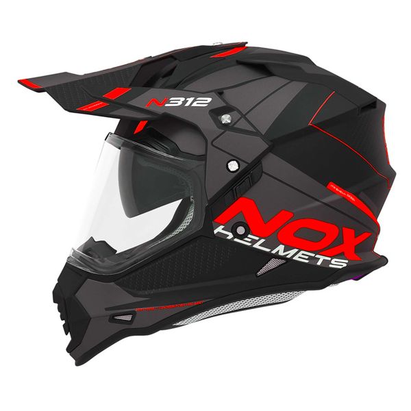 Casco moto NOX N312 Drone Matt Black Red Envío Inmediato | iCasque.es