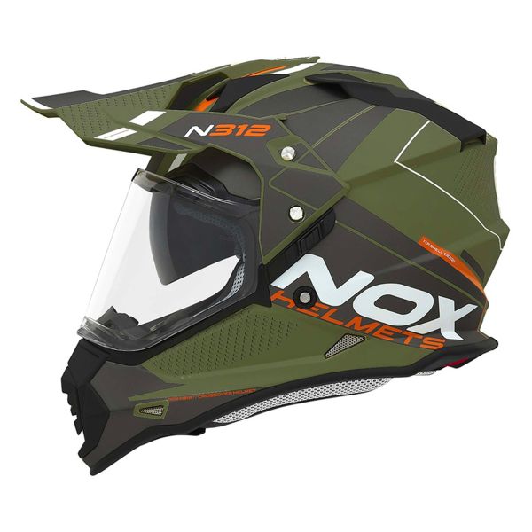 Casco moto NOX N312 Drone Matt Khaki Orange Envío Inmediato | iCasque.es