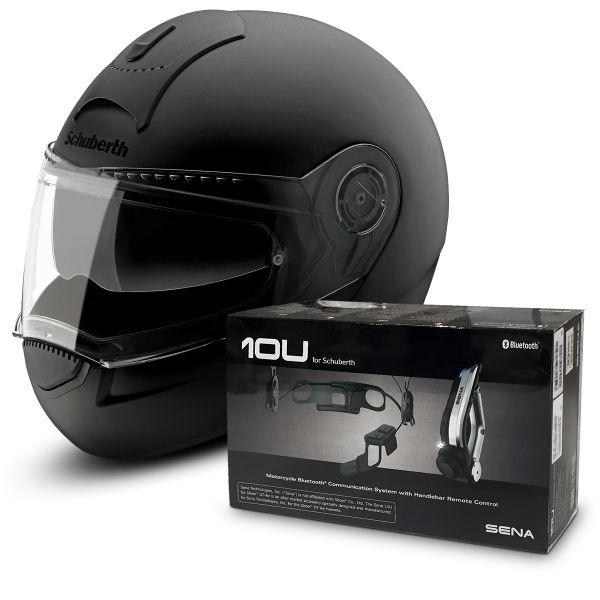 Casco moto Schuberth C3 Basic Negro Mate + Sena 10U Bluetooth Kit en Stock | iCasque.es