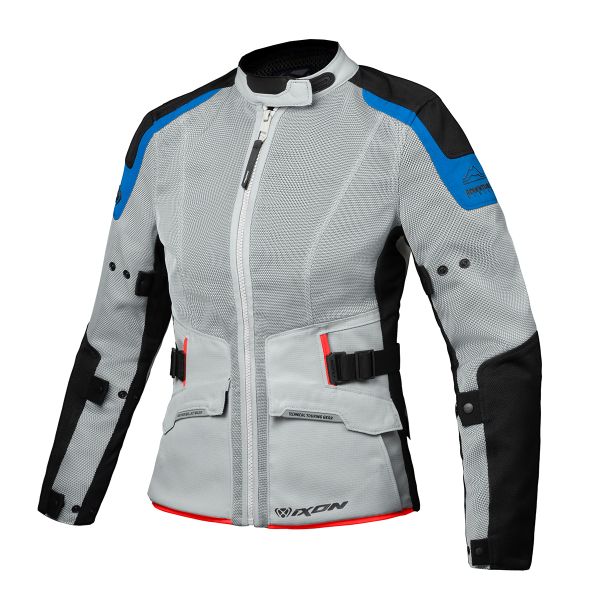 Chaqueta moto Ixon M-Njord Lady Light Grey Blue Bright Red Al Mejor ...